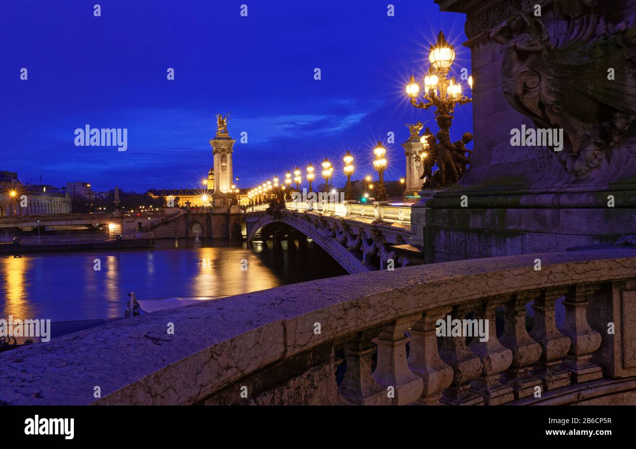 The famous Alexandre III bridge at night, Paris, France Stock Photo - Alamy
