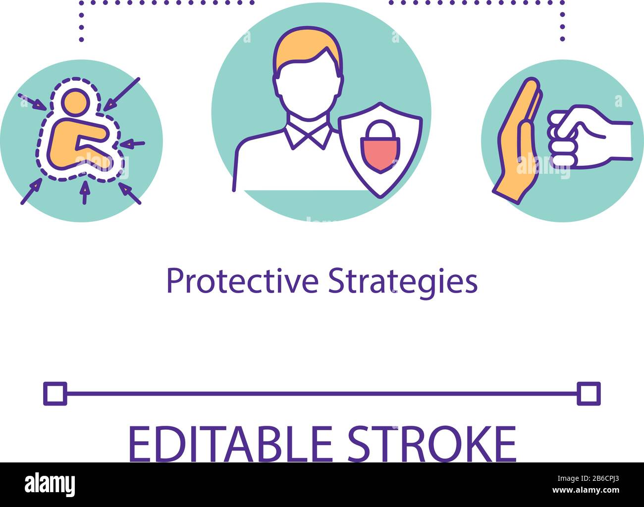 Protective strategy concept icon. Business insurance idea thin line ...