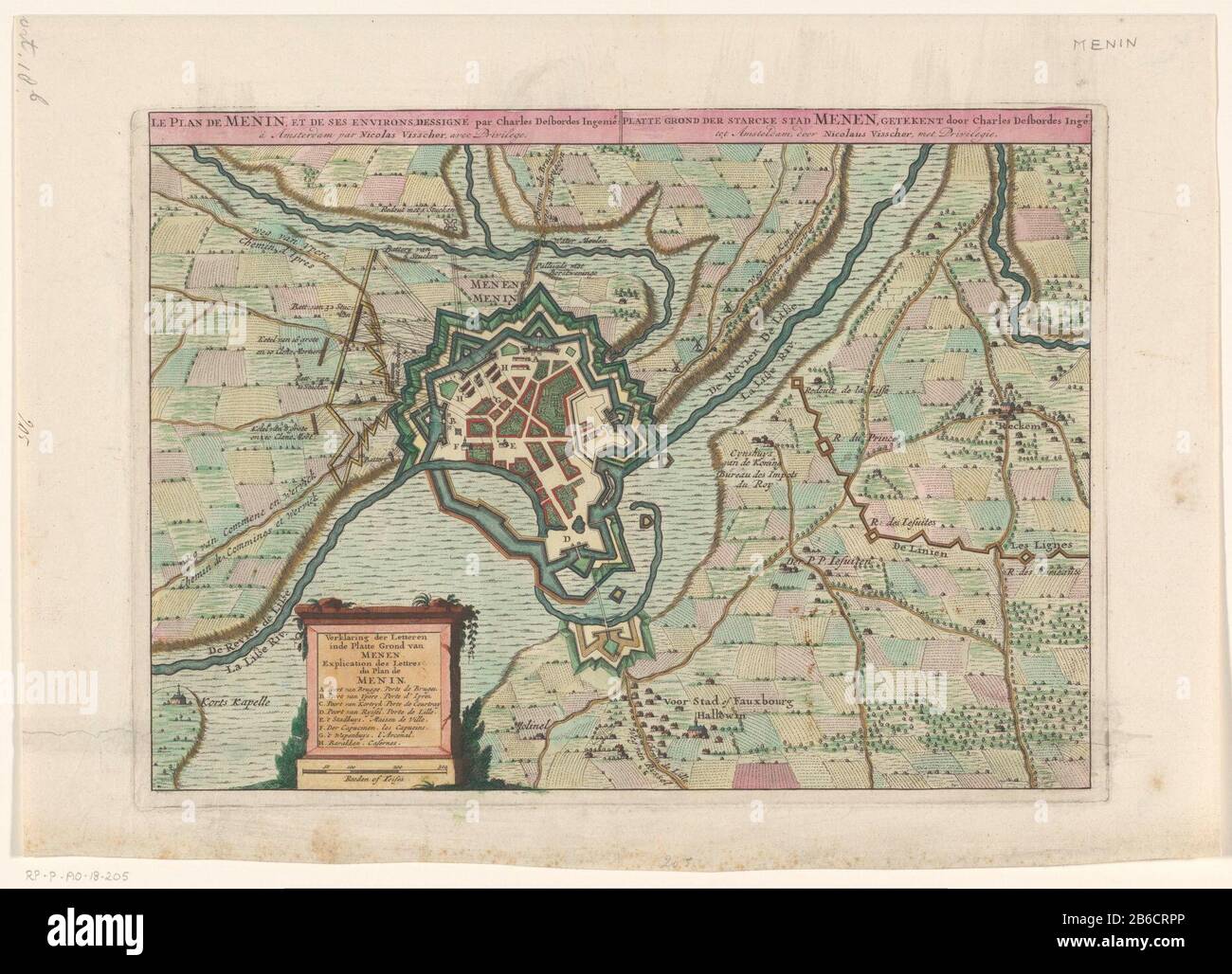 Siege of Menen, 1706 Le plan de Menin, et ses environs flat ground of ...
