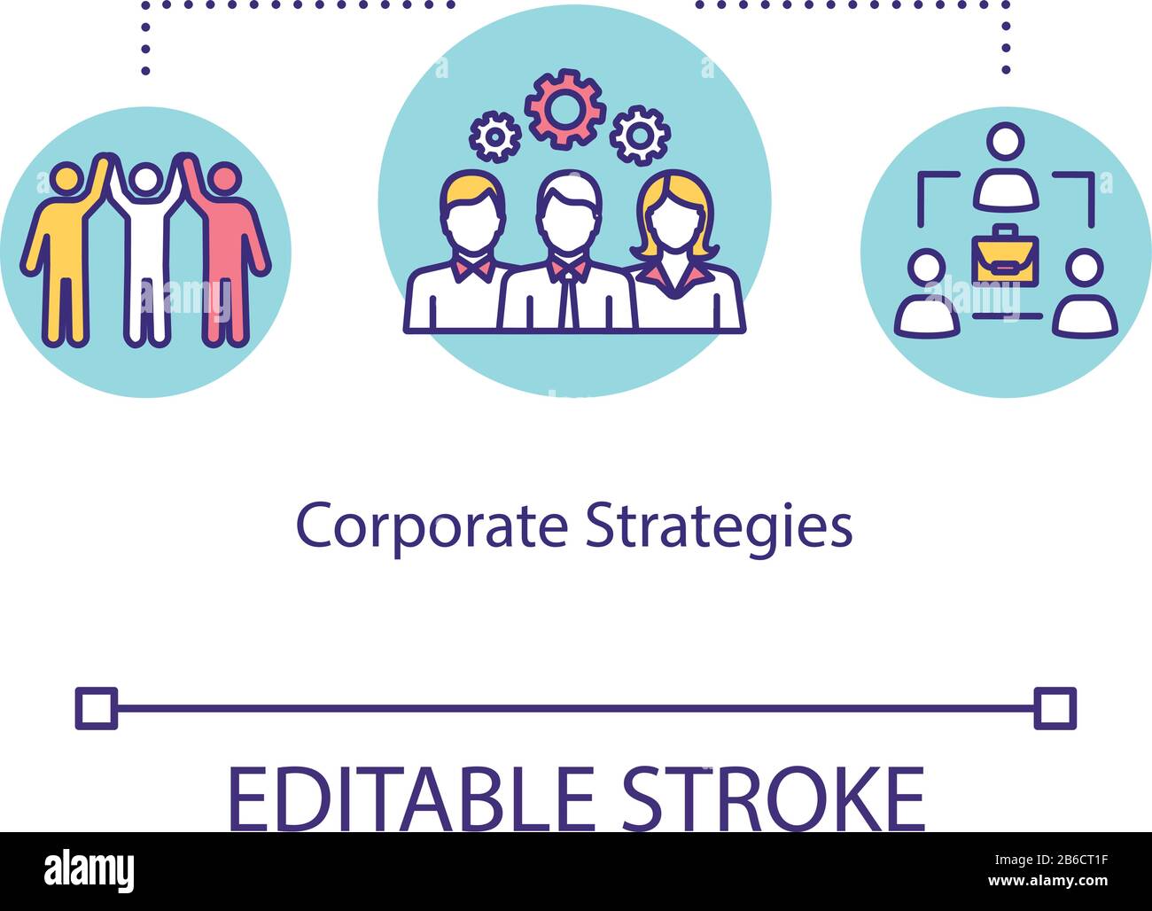 Corporate strategies concept icon. Company core values idea thin line ...