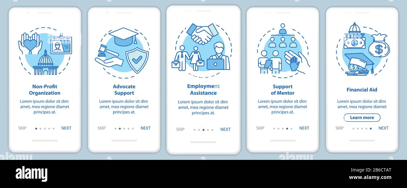Inclusive society onboarding mobile app page screen with concepts ...