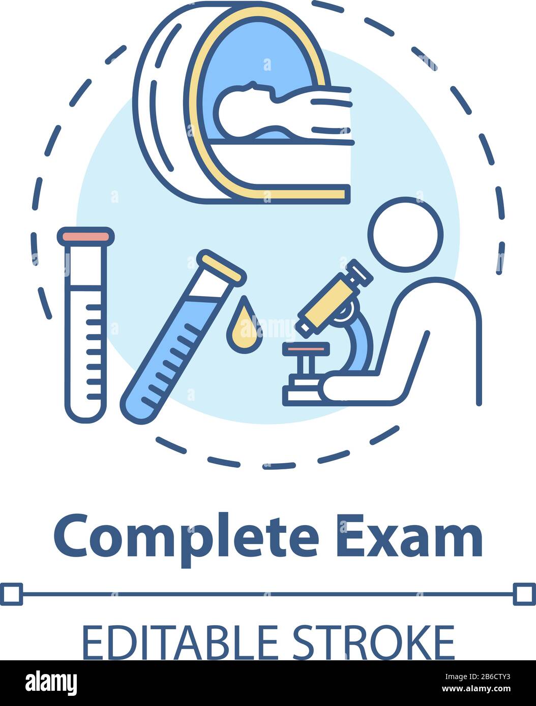 Complete exam concept icon. Illness examination. Disease diagnosis ...
