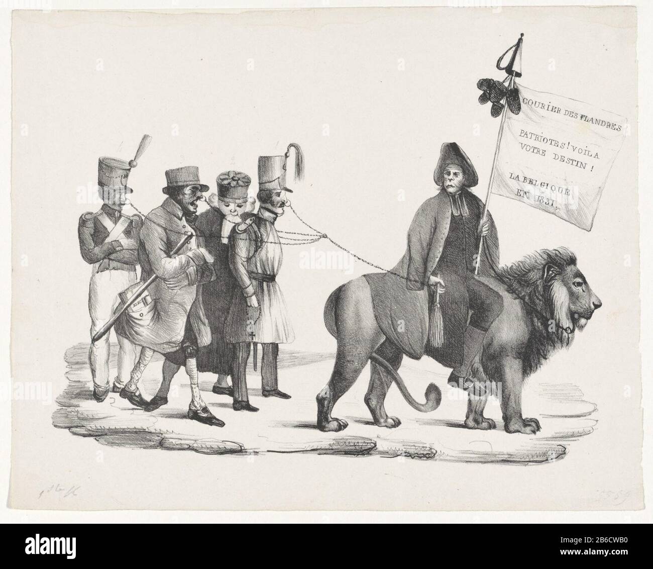 Cartoon on the political situation in Belgium under French protection ...