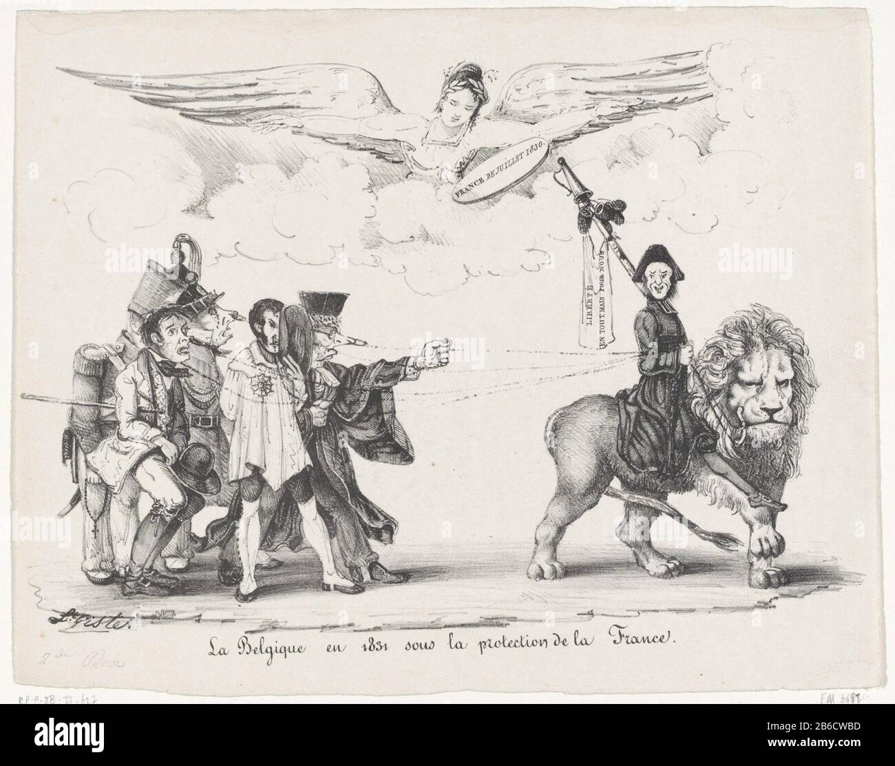 Cartoon on the political situation in Belgium under French protection ...