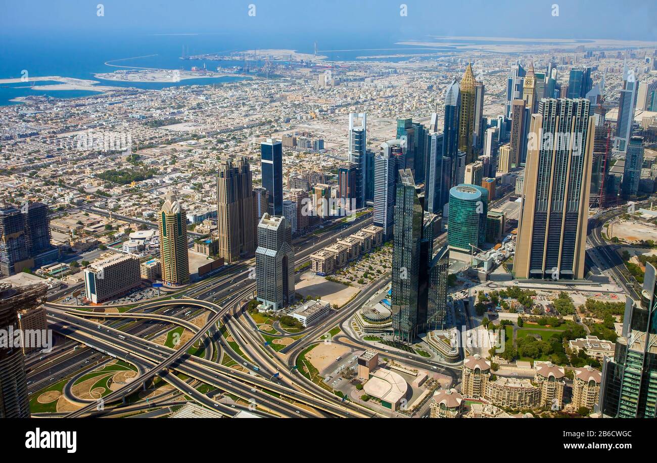 aerial view in Dubai city, aerial scene Stock Photo - Alamy