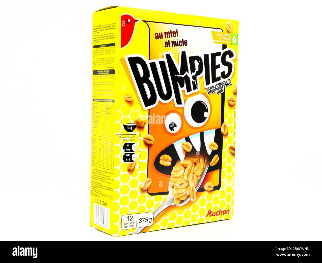AUCHAN Bumpies Cereals sold by Auchan supermarket chain Stock Photo - Alamy
