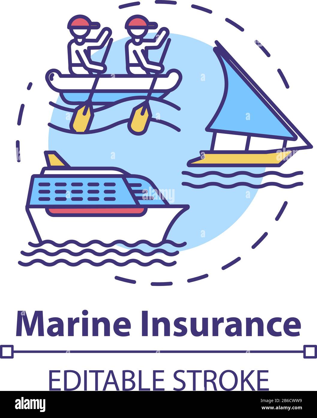 Marine insurance concept icon. Nautical vehicle protection. Ship ...