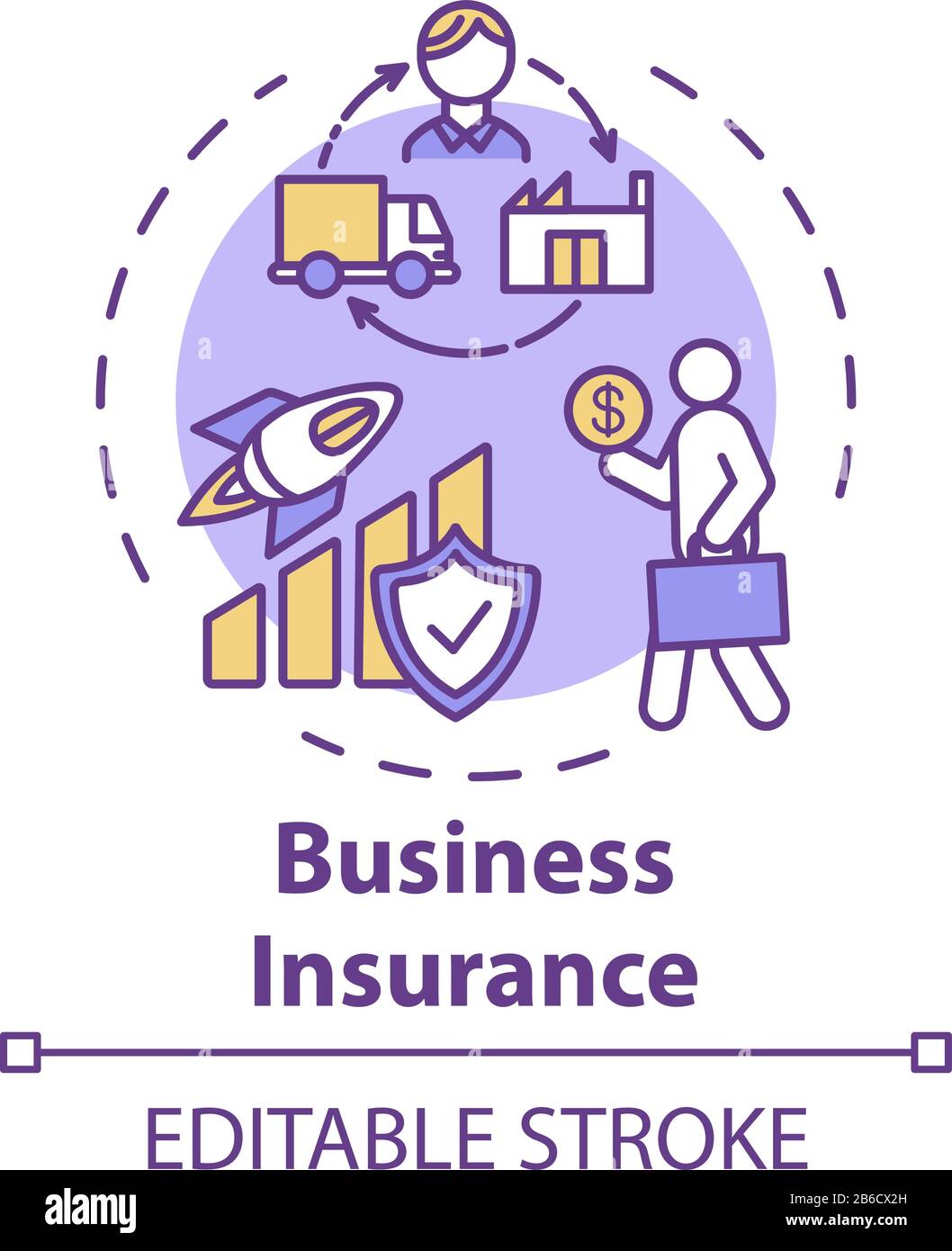 Business insurance concept icon. Banking service. Money loss prevention ...