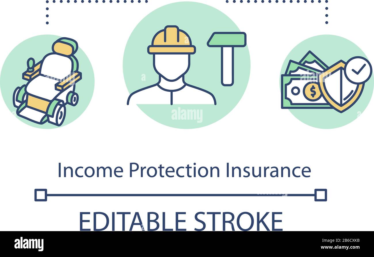 Income protection insurance concept icon. Accident on construction ...