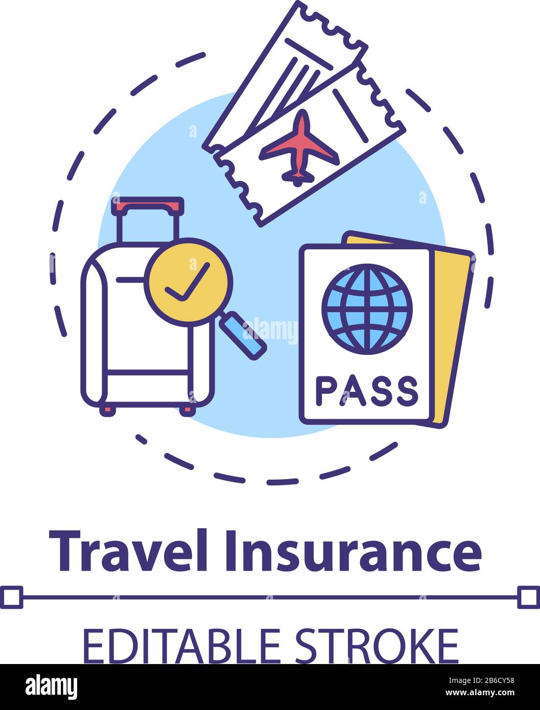 Travel insurance concept icon. Policy coverage for international ...