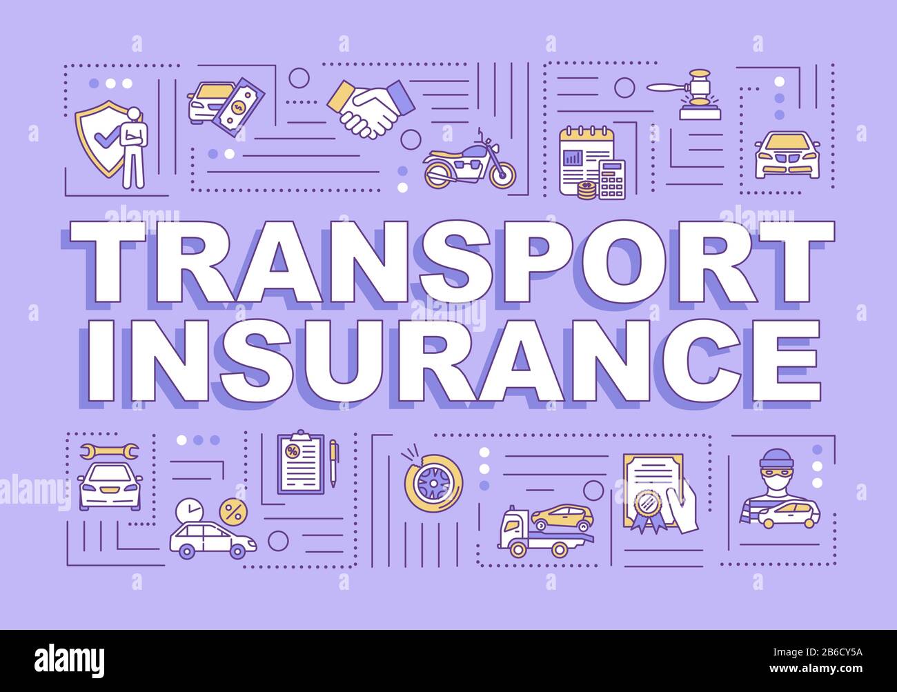 Transport insurance word concepts banner. Vehicle repair from collision ...