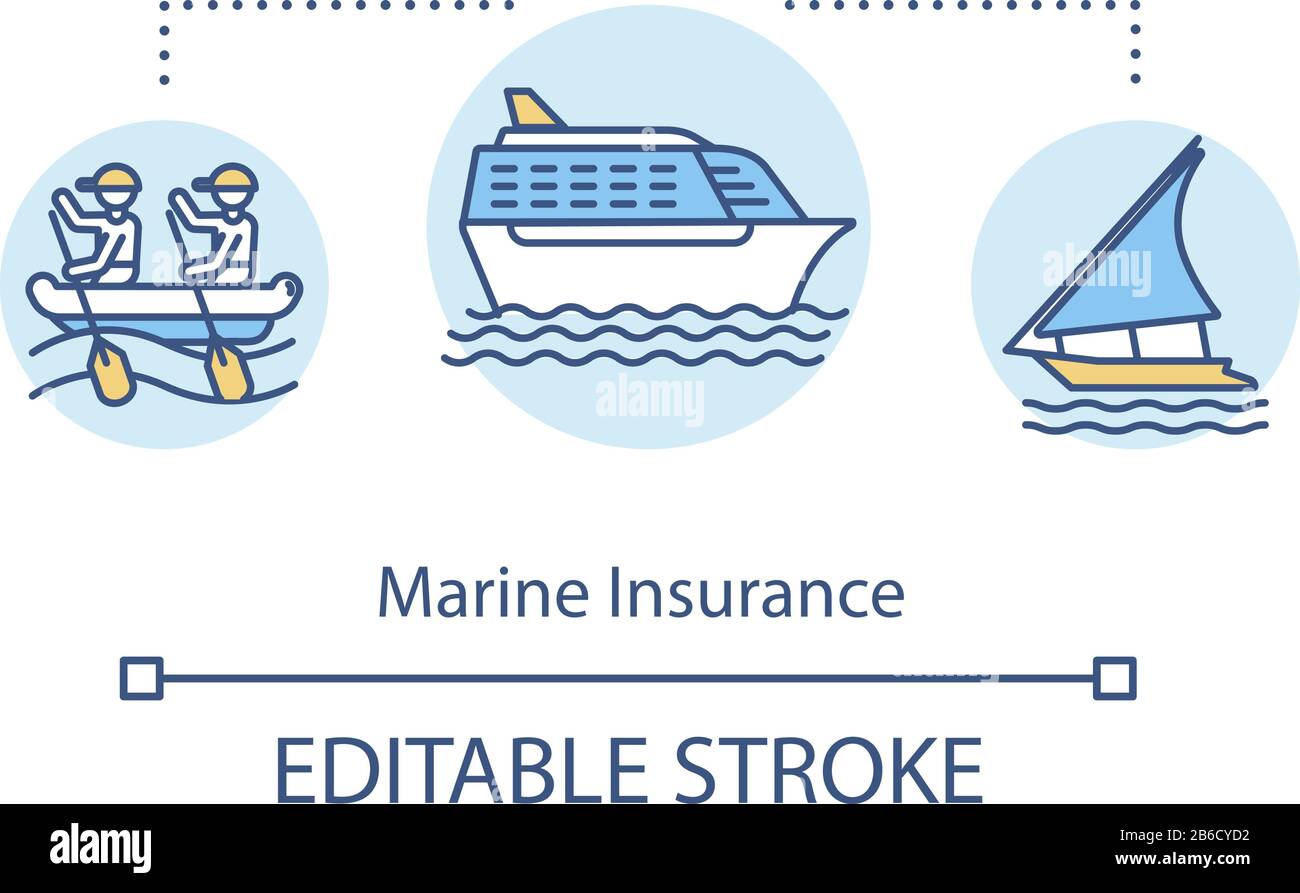 Marine insurance concept icon. Cargo, boat. Secure shipment services ...