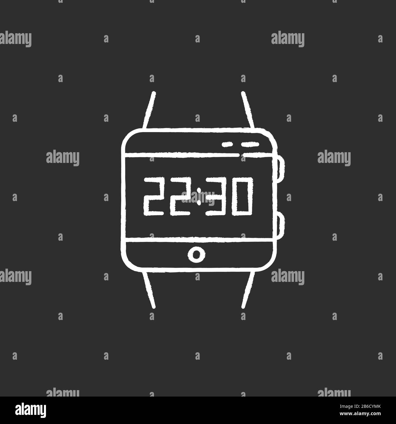 Wrist smartwatch chalk white icon on black background. Smart watch with ...