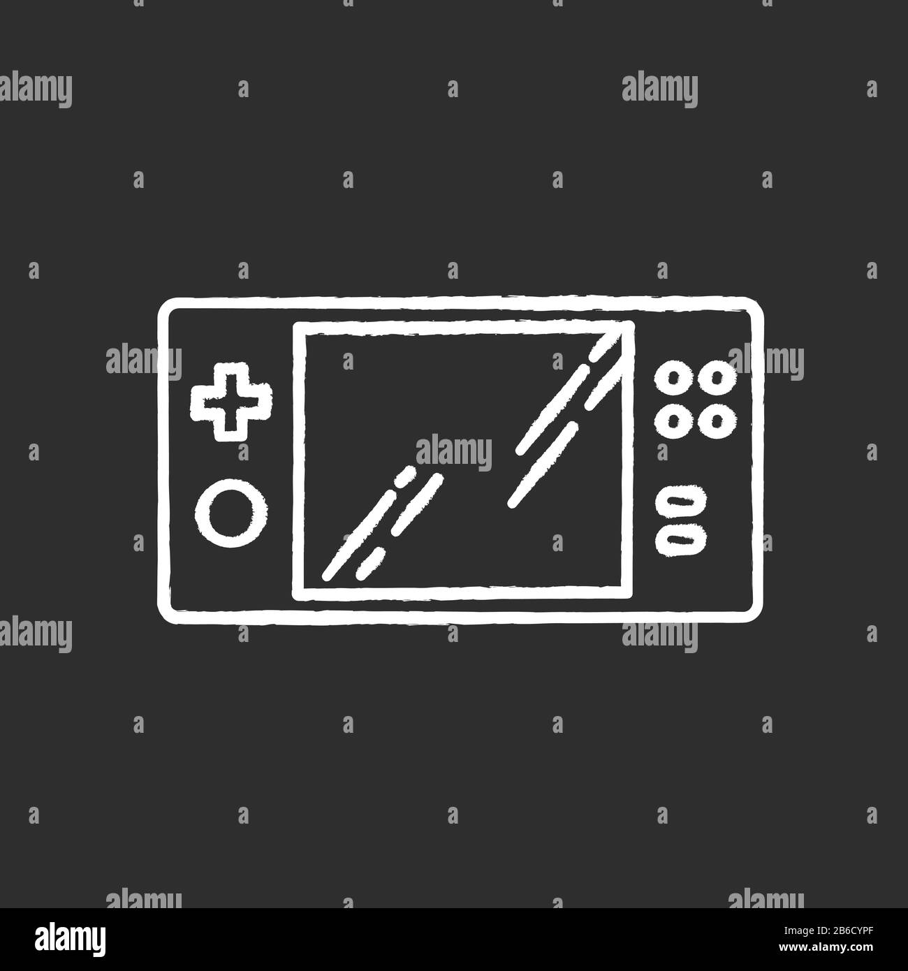 Portable video game console chalk white icon on black background ...