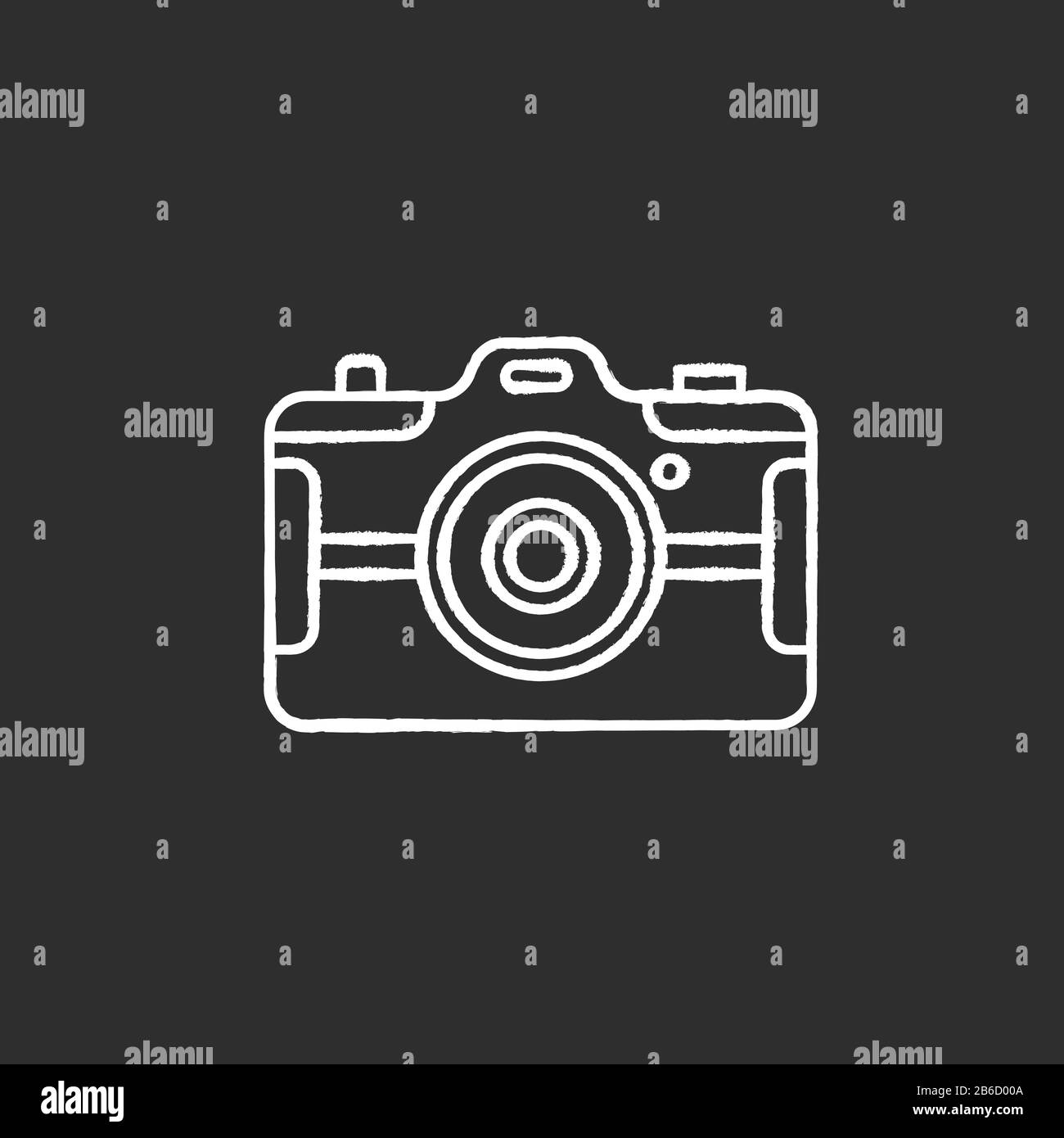 Digital still camera chalk white icon on black background. Photography ...