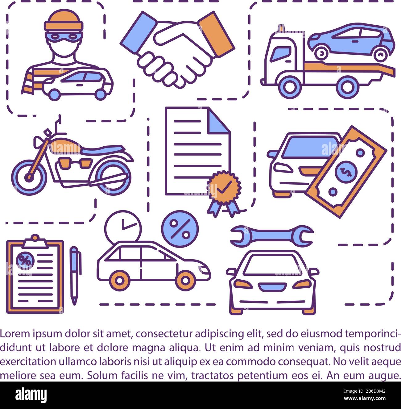 Motor insurance concept icon with text. Repair car damage from ...