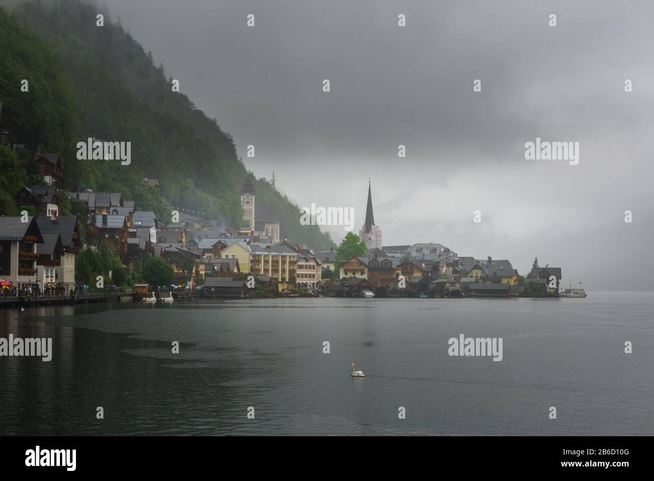 a view of Hallstatt over Lake Hallstadt Stock Photo - Alamy