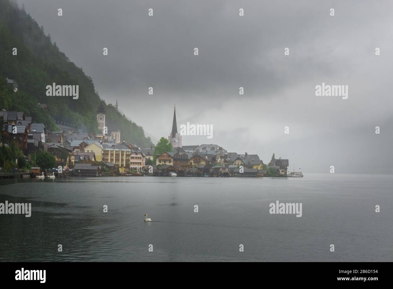 a view of Hallstatt over Lake Hallstadt Stock Photo - Alamy