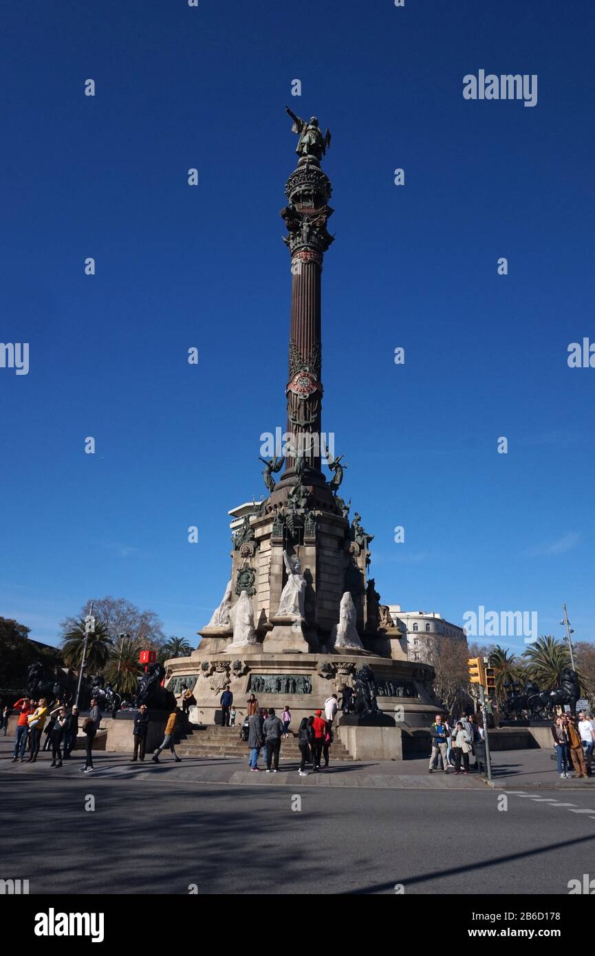 Statue of Christopher Columbus, Barcelona, Spain Stock Photo - Alamy