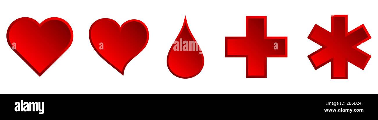 Medical symbols isolated. Set of red medical symbols. Vector icons of ...