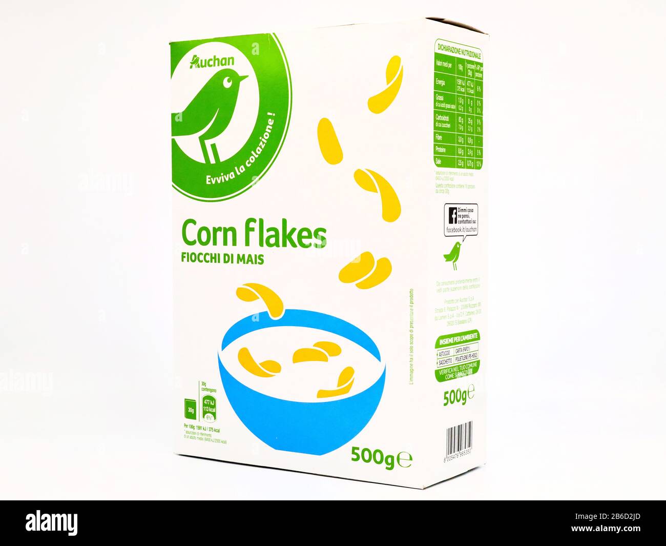 AUCHAN Corn Flakes Cereal sold by Auchan supermarket chain Stock Photo ...