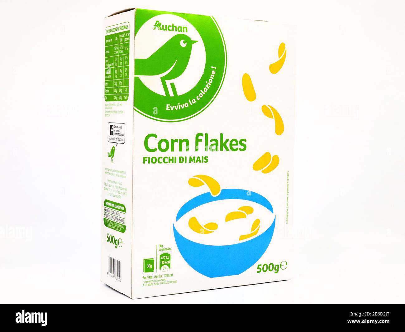 AUCHAN Corn Flakes Cereal sold by Auchan supermarket chain Stock Photo ...
