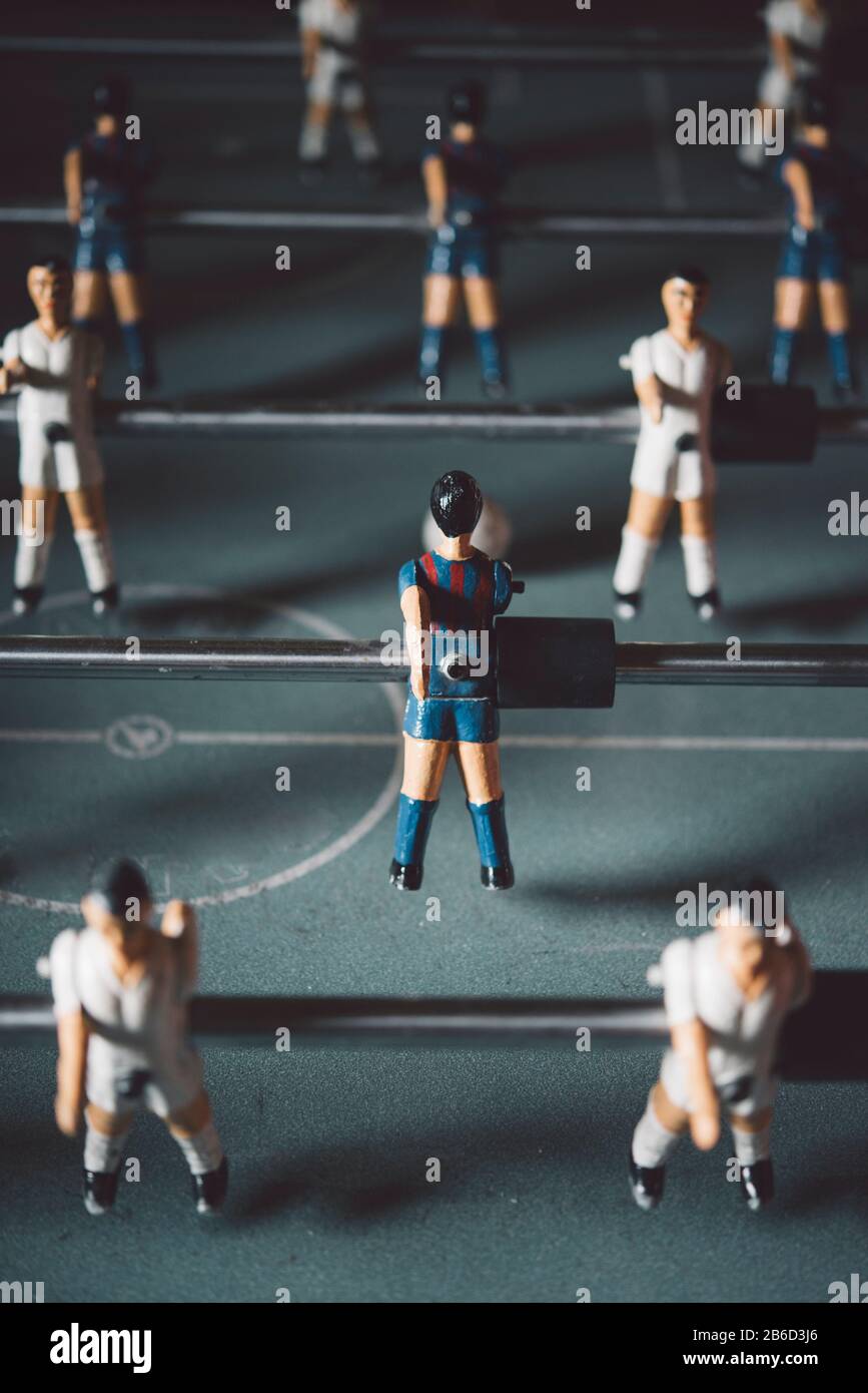 Foosball table match Stock Photo - Alamy