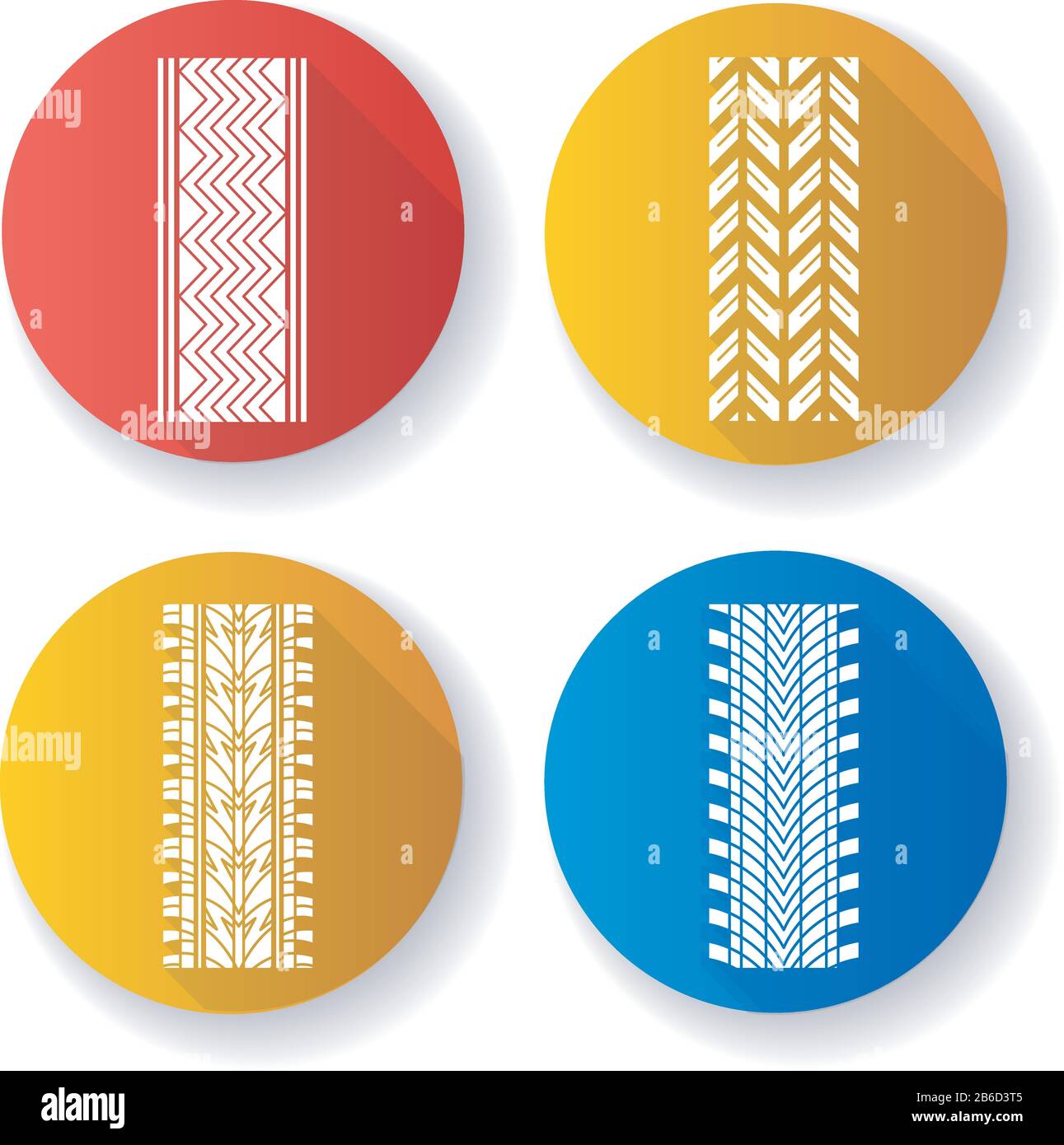 Tire patterns flat design long shadow glyph icons set. Detailed ...