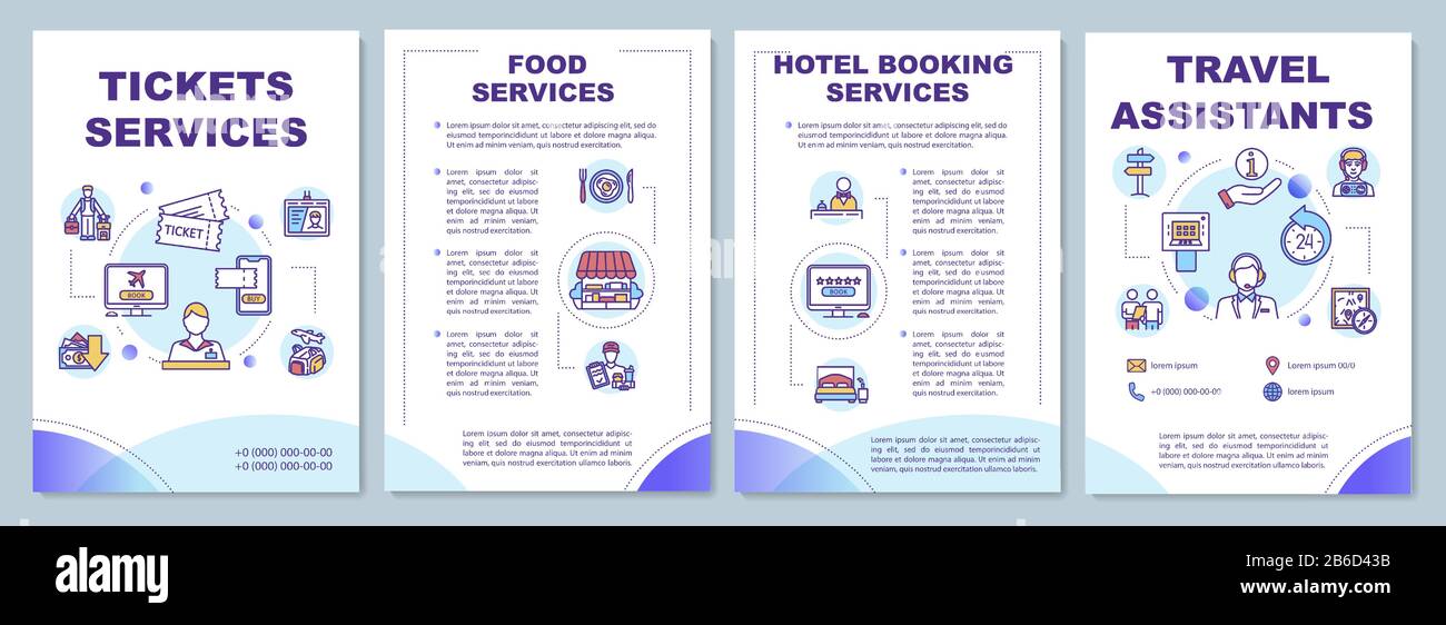 Tickets services brochure template. Travel assistant. Hotel booking ...