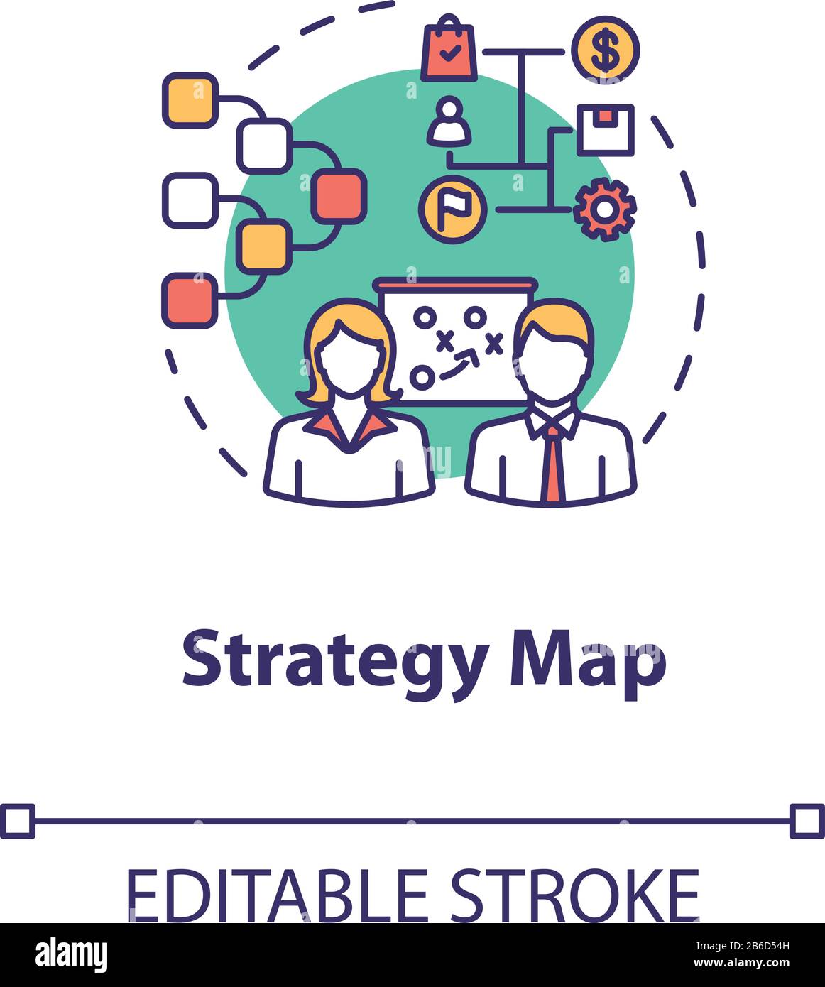 Strategy map concept icon. Entrepreneurship, startup. Teamwork on ...