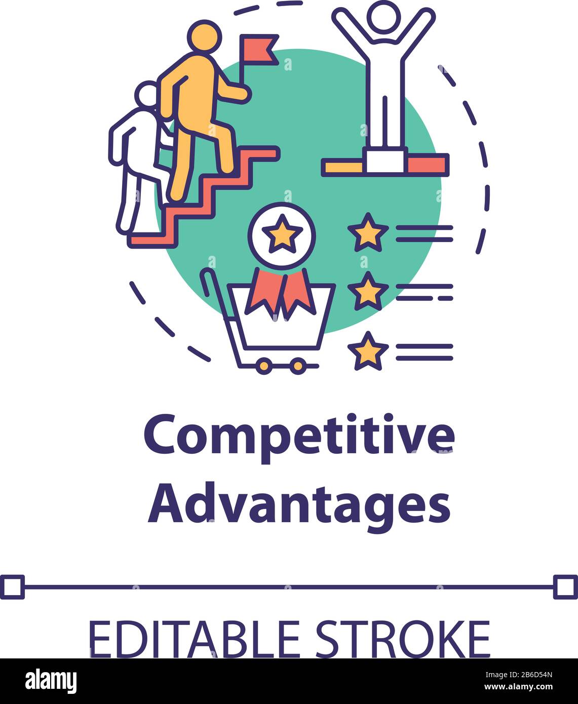 Competitive advantages concept icon. Boost forward. Corporate leadership. Ambition, success ...