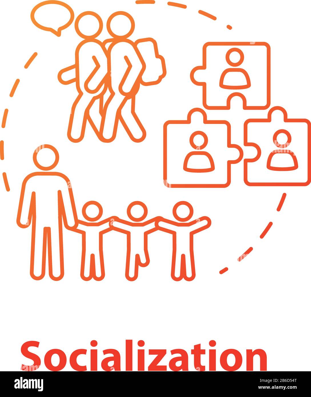 Socialization concept icon. Diversity in school group. Inclusive ...