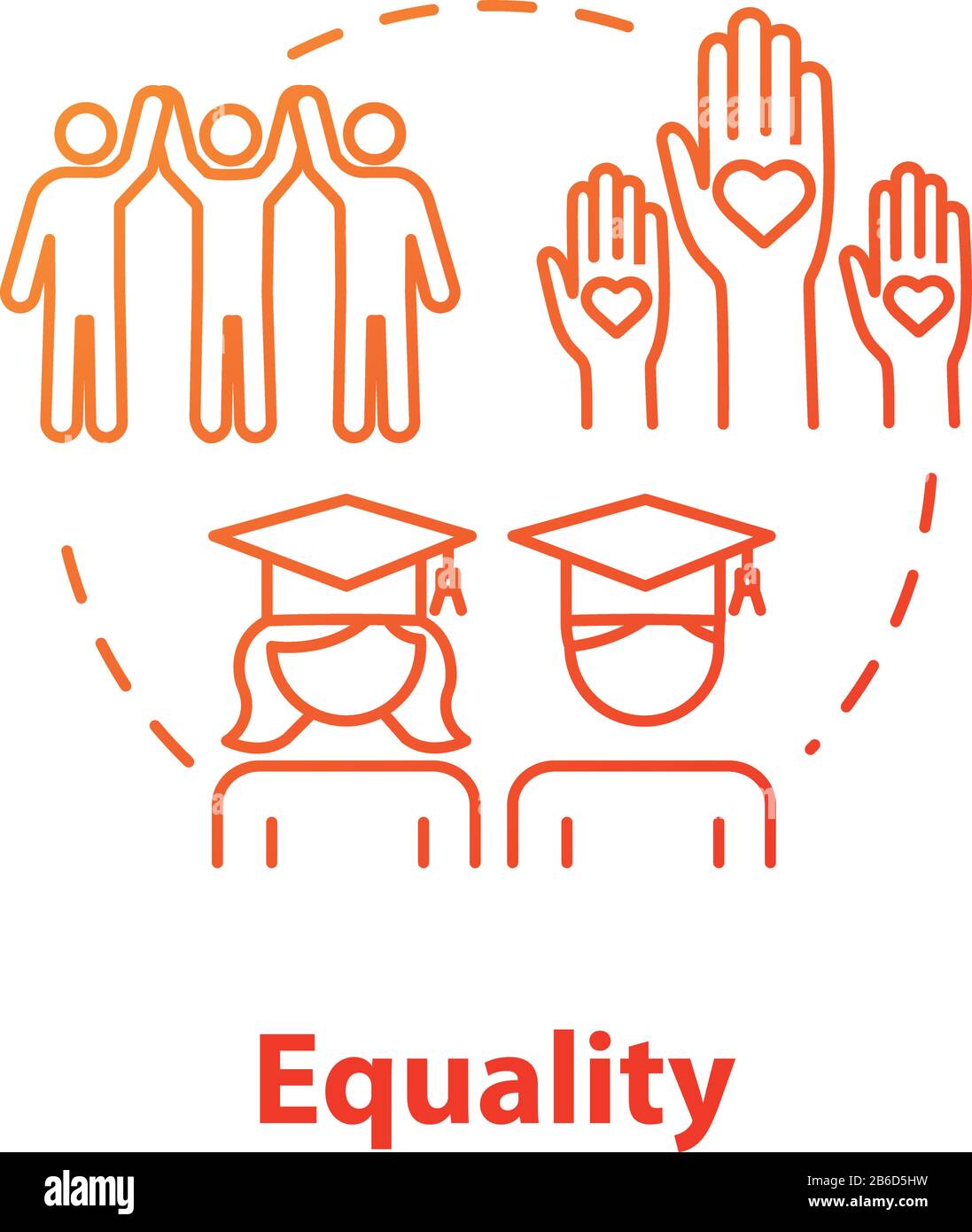 Equality concept icon. Positive support. Multi-national community ...