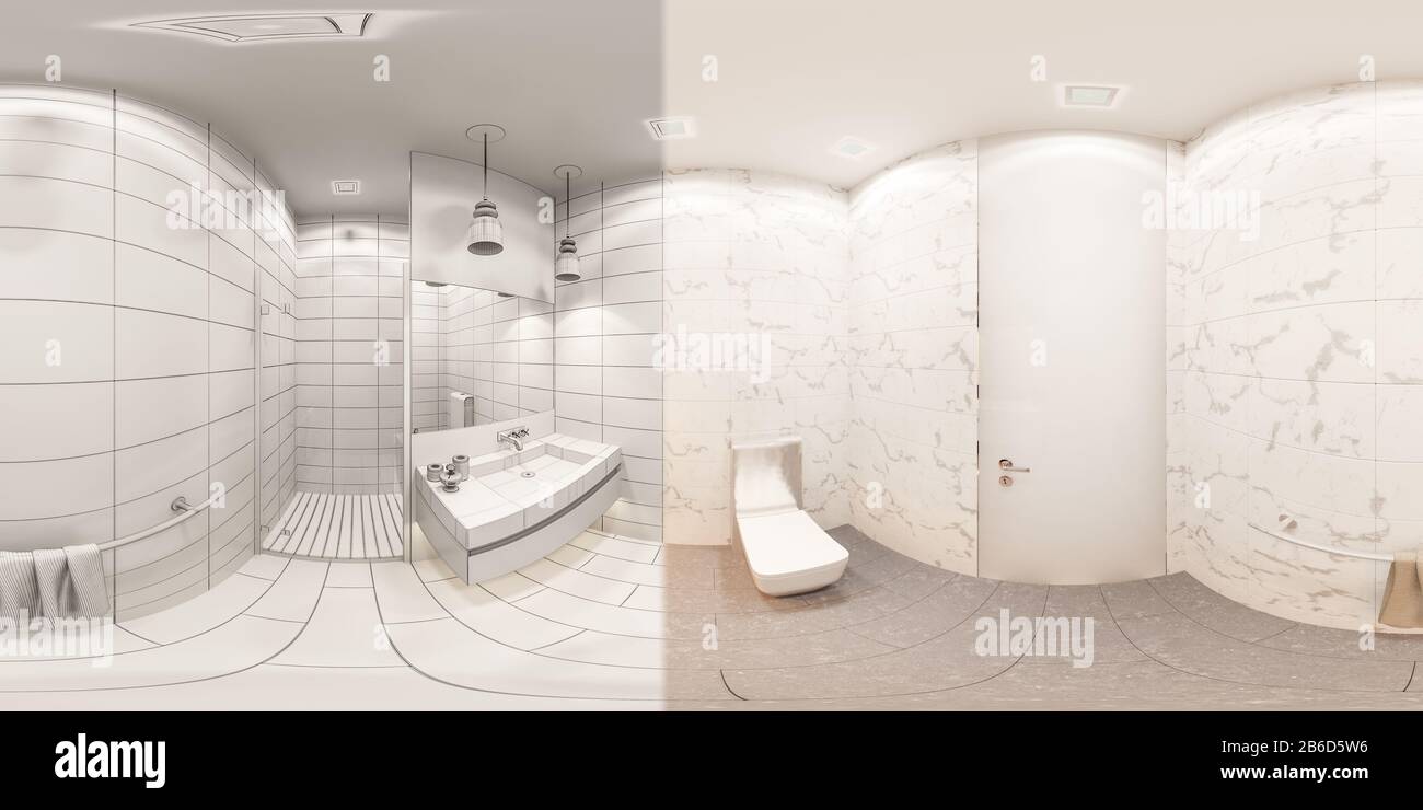 3D render spherical 360 seamless panorama of the interior of the ...