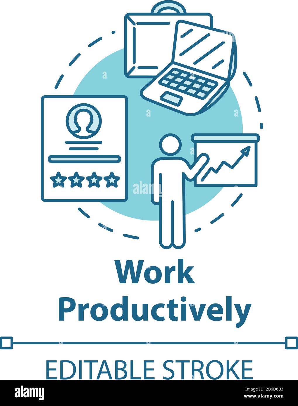 Work productively concept icon. Successful workflow planning. Reaching ...