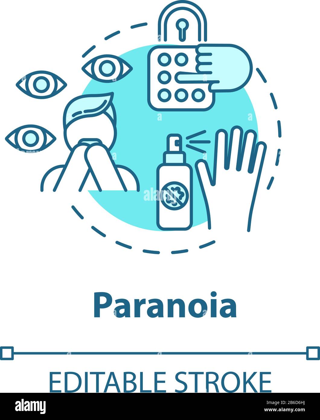 Paranoia concept icon. Irrational suspicion. Persecution complex ...