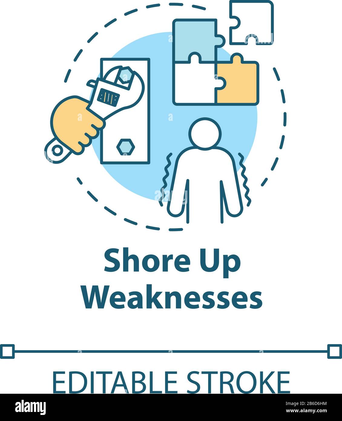 Shore up weaknesses concept icon. Goal planning. Development and ...