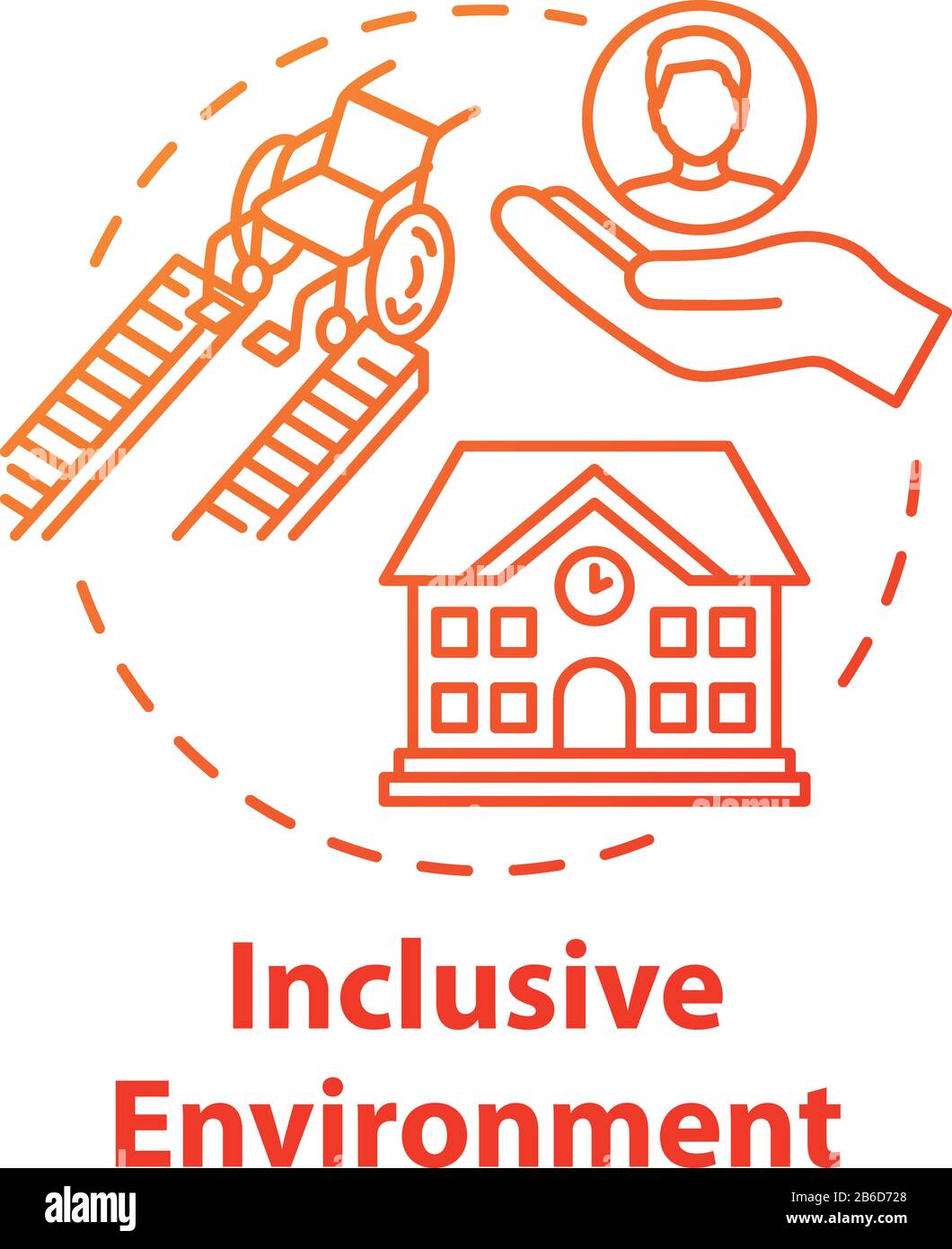 Inclusive environment concept icon. University support for students ...