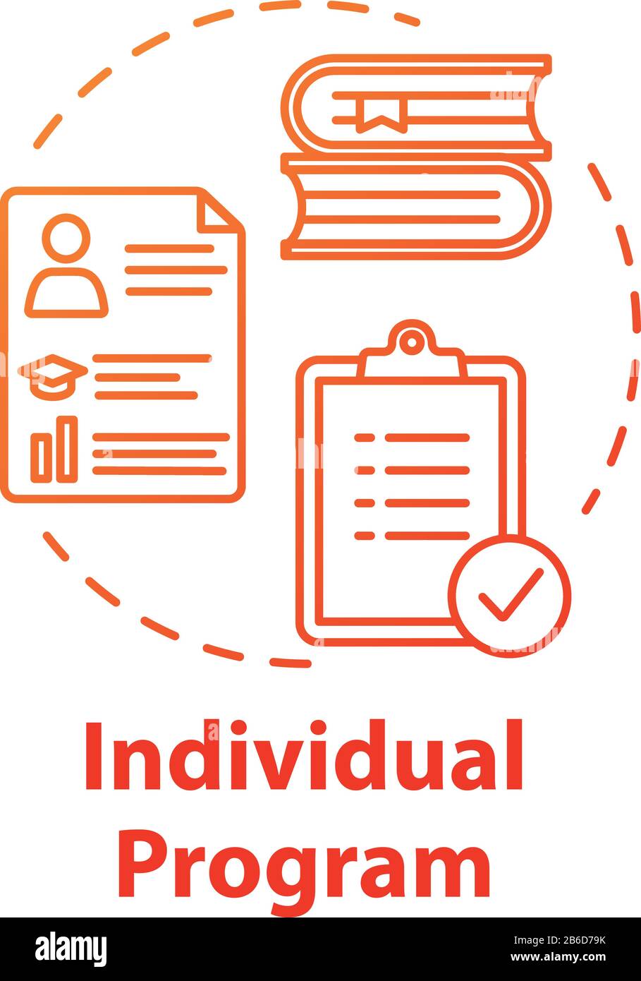 Individual program concept icon. Academic studying. Lists and books ...