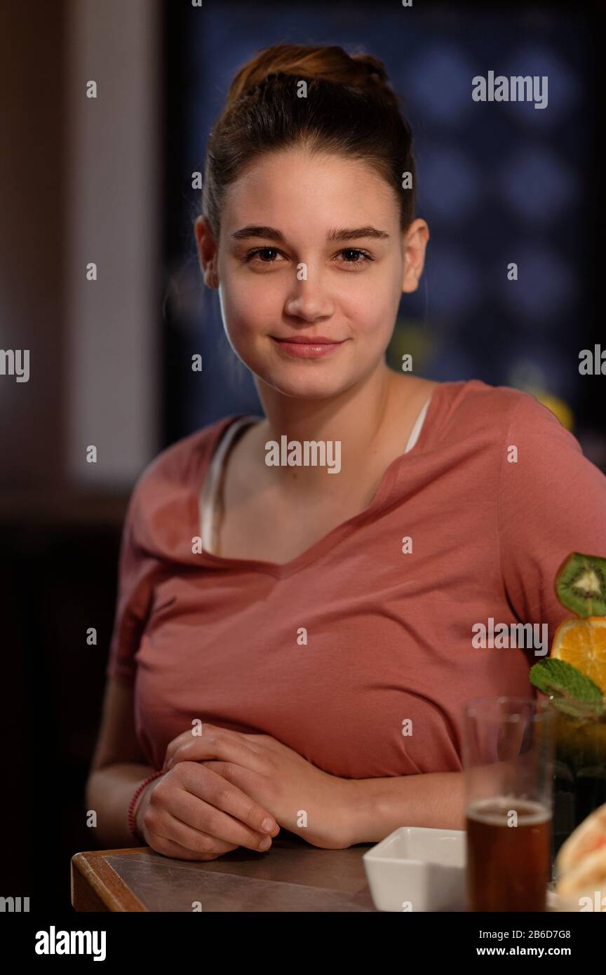 Cologne, Germany. 10th Mar, 2020. The actress Josephine Becker sits in ...