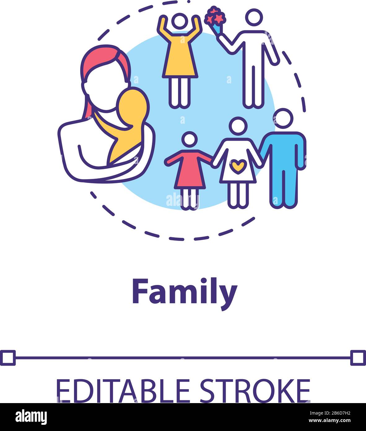 Family concept icon. Loving relationship. Self-building for fulfilling ...