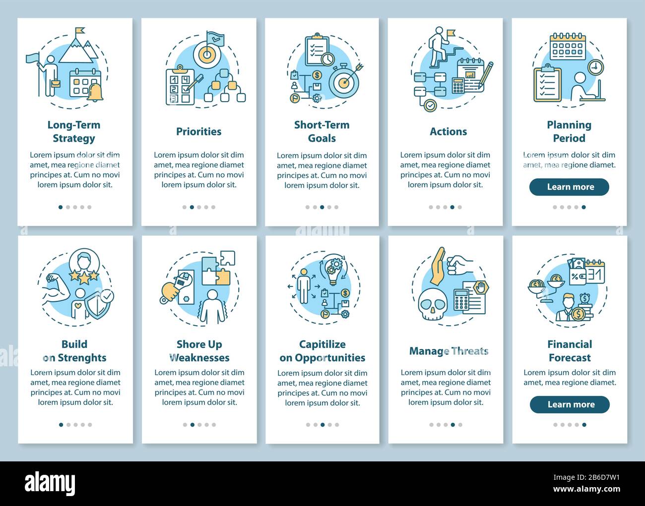 Building goals onboarding mobile app page screen with concepts ...