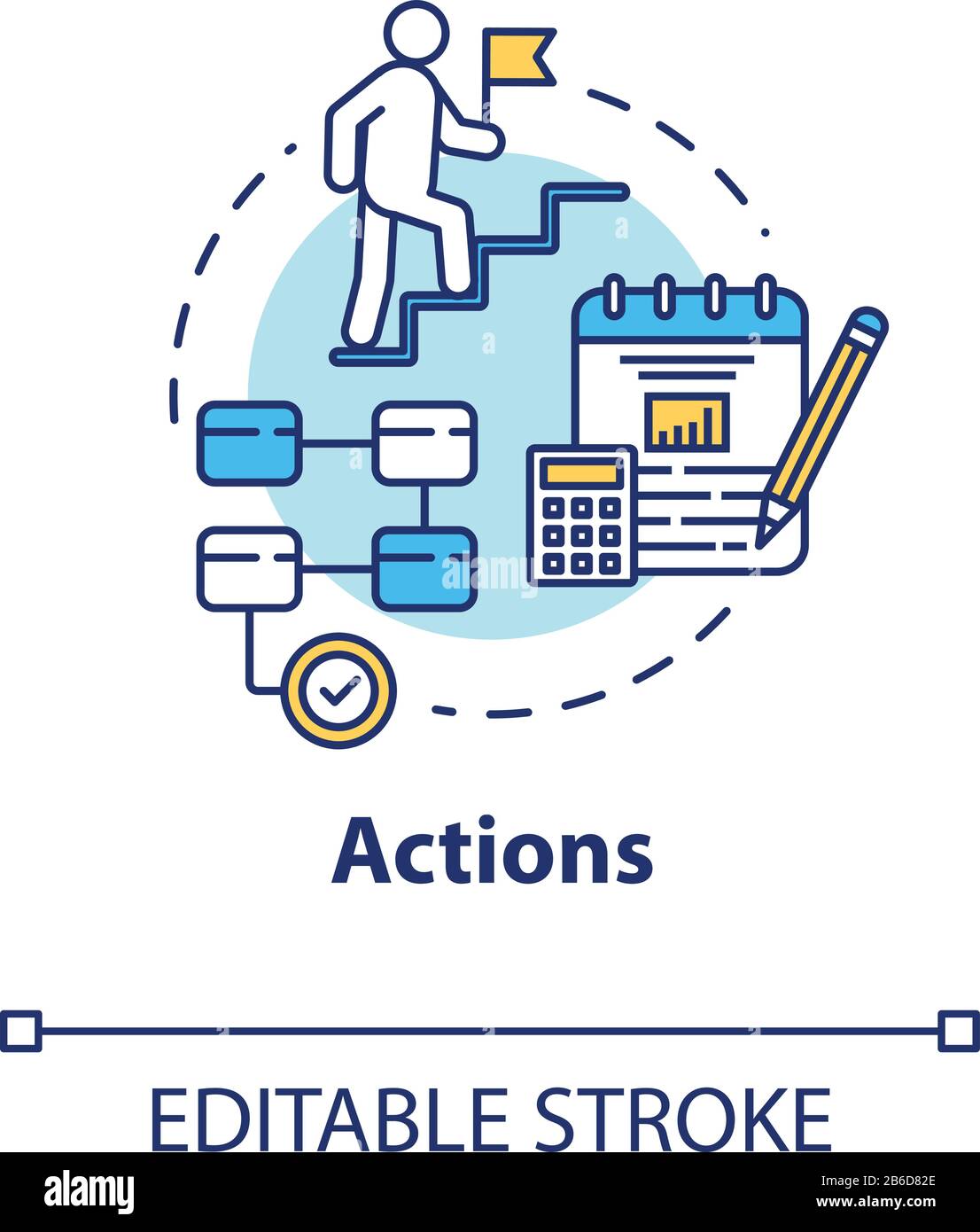 Actions concept icon. Climbing career ladder. Opportunities for success ...