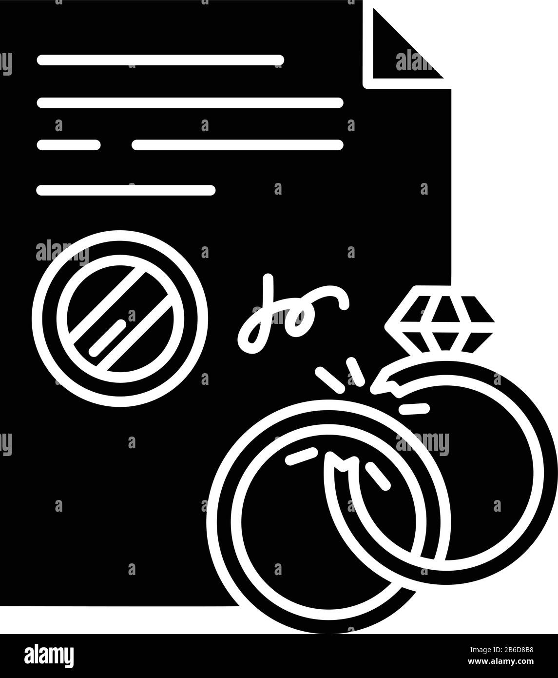 Divorce black glyph icon. Formal ending of marriage. Legal separation ...