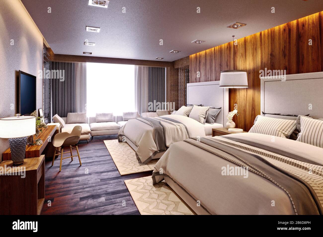 3d render of modern hotel room Stock Photo - Alamy