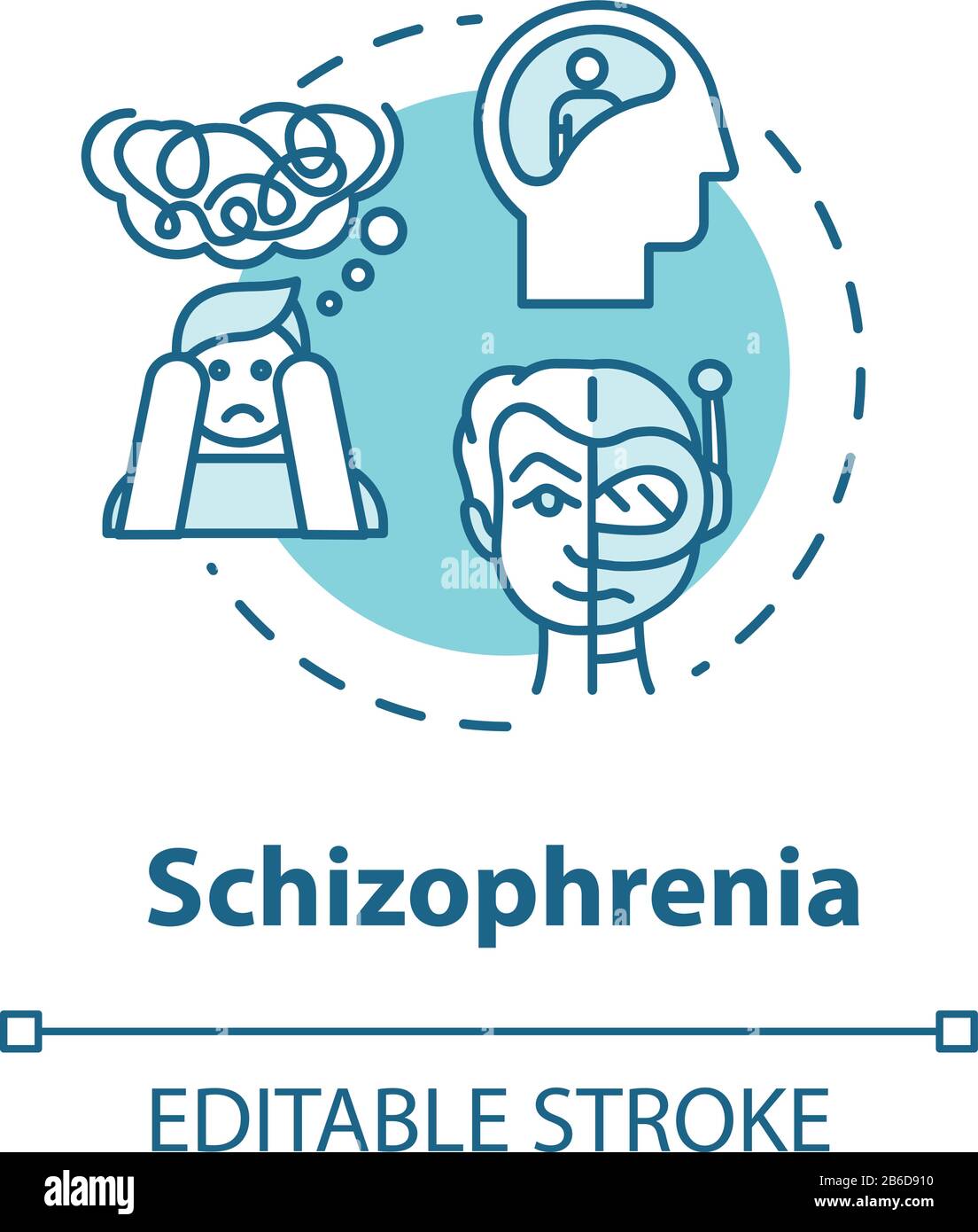 Schizophrenia concept icon. Psychosis with hallucinations. Insanity ...