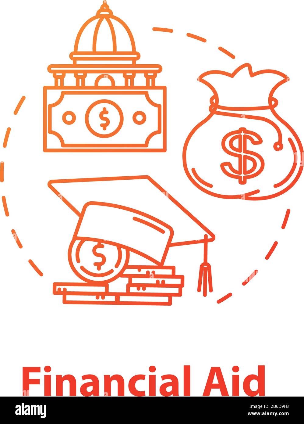 Financial aid concept icon. Student support with money. Education cost ...