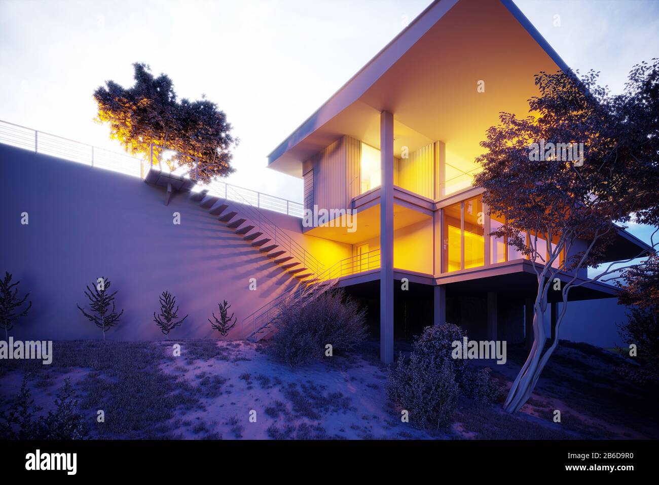Modern villa night hi-res stock photography and images - Alamy