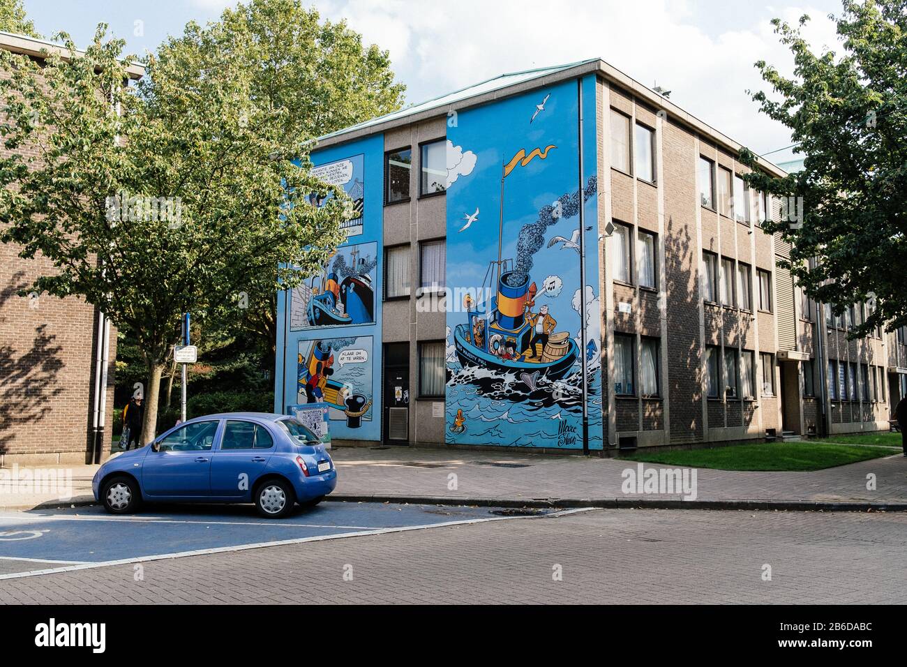 Comic wall art mural titled "Nero" by artist Marc Sleen in Antwerp, Belgium Stock Photo - Alamy