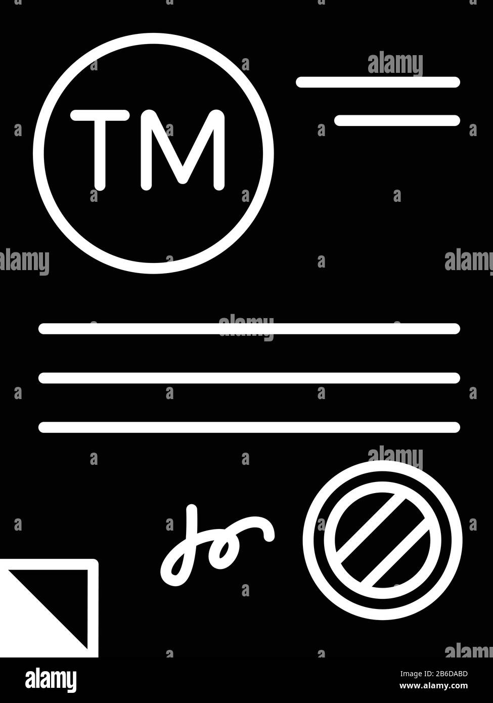 Trademark certificate black glyph icon. Certification mark ...